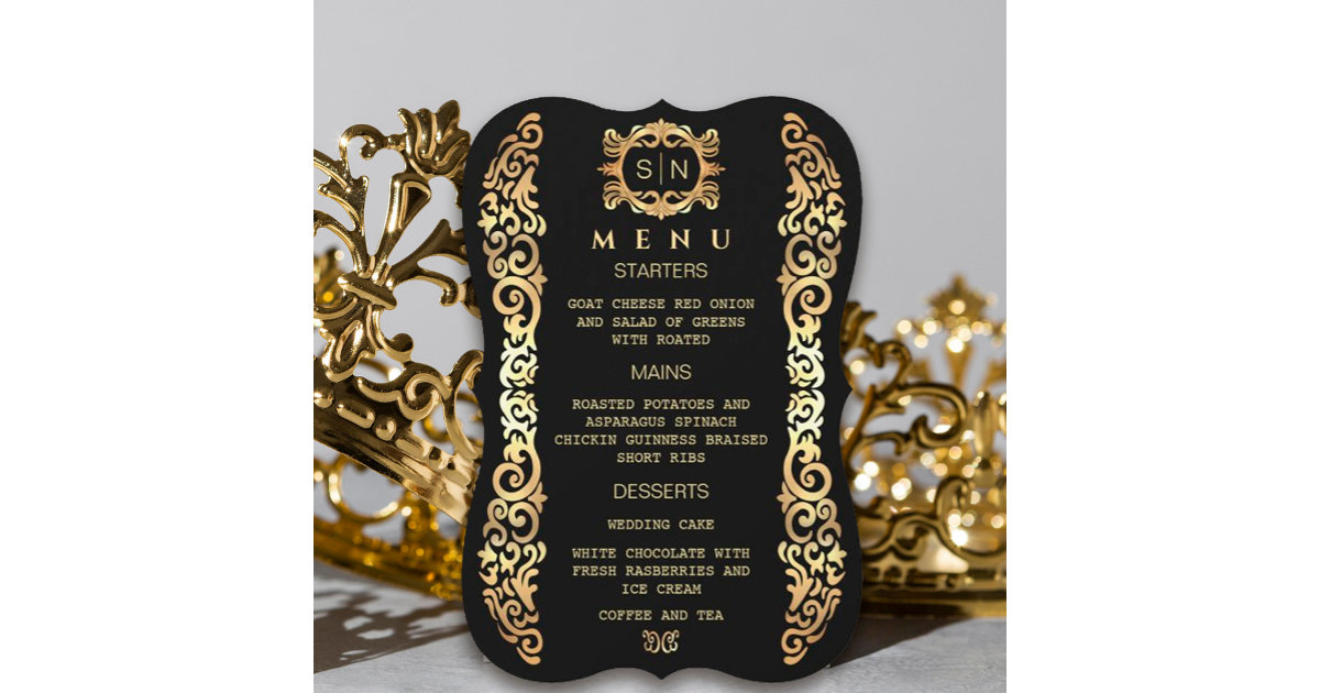 Elegant gold Frame Wedding Menu | Zazzle