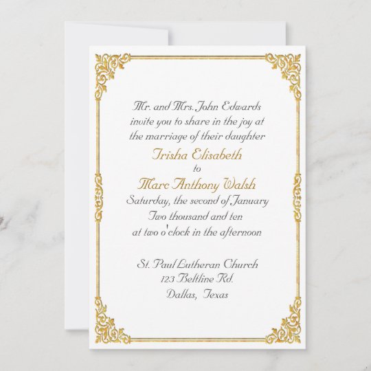 Elegant Gold Framed Wedding Invitation | Zazzle.com
