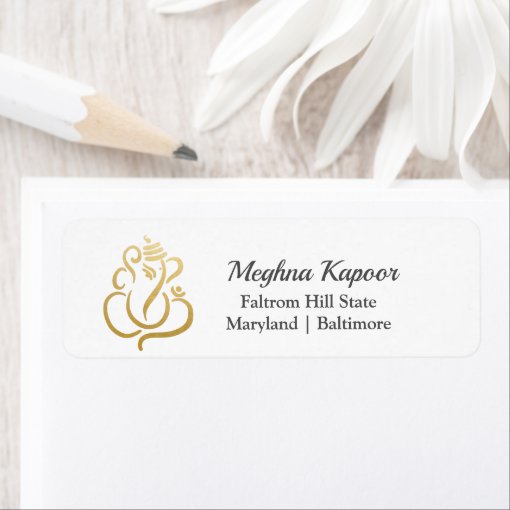 Elegant Gold Ganesh/ Indian God Label | Zazzle