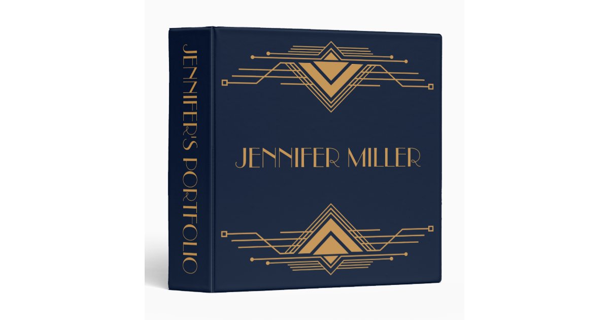 Elegant gold geometric Art Deco design 3 Ring Binder | Zazzle