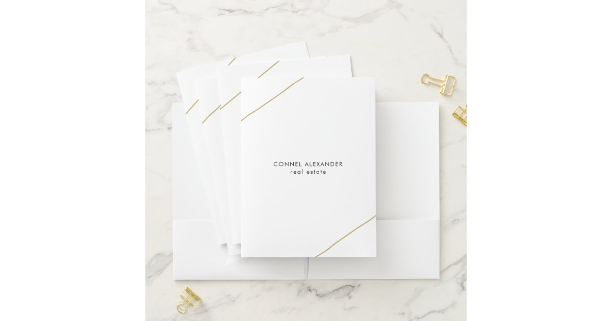Elegant Gold Geometric Modern Business Pocket Folder | Zazzle