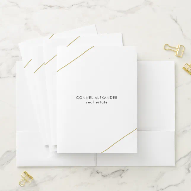 Elegant Gold Geometric Modern Business Pocket Folder | Zazzle