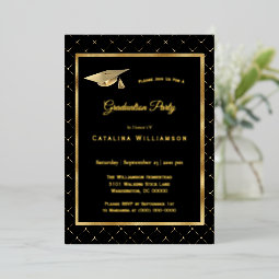 Elegant Gold Geometric Pattern Graduation Foil Invitation | Zazzle