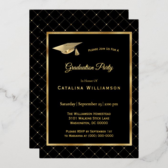 Elegant Gold Geometric Pattern Graduation Foil Invitation | Zazzle.com