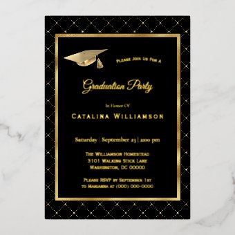 Elegant Gold Geometric Pattern Graduation Foil Invitation | Zazzle