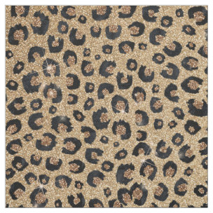 Elegant Green Glitter Black Gold Leopard Print Fabric | Zazzle