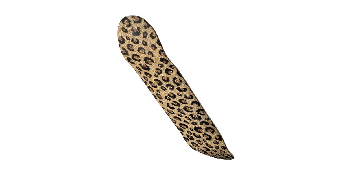 Elegant Gold Glitter Black Leopard Print Skateboard | Zazzle.com