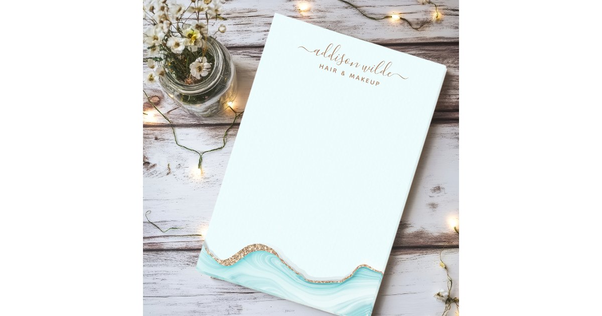 Elegant Gold Glitter Blue Marble Agate Modern Chic Post-it Notes | Zazzle