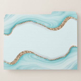 Elegant Gold Glitter Blue Marble Agate Modern File Folder | Zazzle