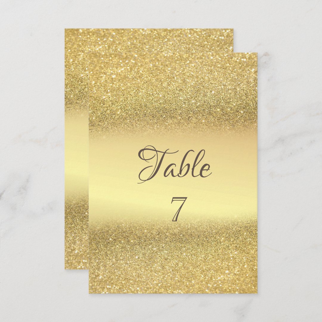 Elegant Gold Glitter Bokeh Table Card | Zazzle