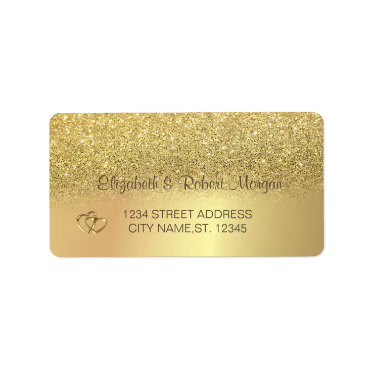 Elegant Gold Glitter Bokeh Wedding Label | Zazzle
