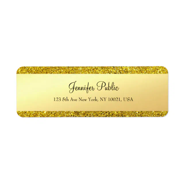 Elegant Gold Glitter Calligraphy Text Template Label | Zazzle