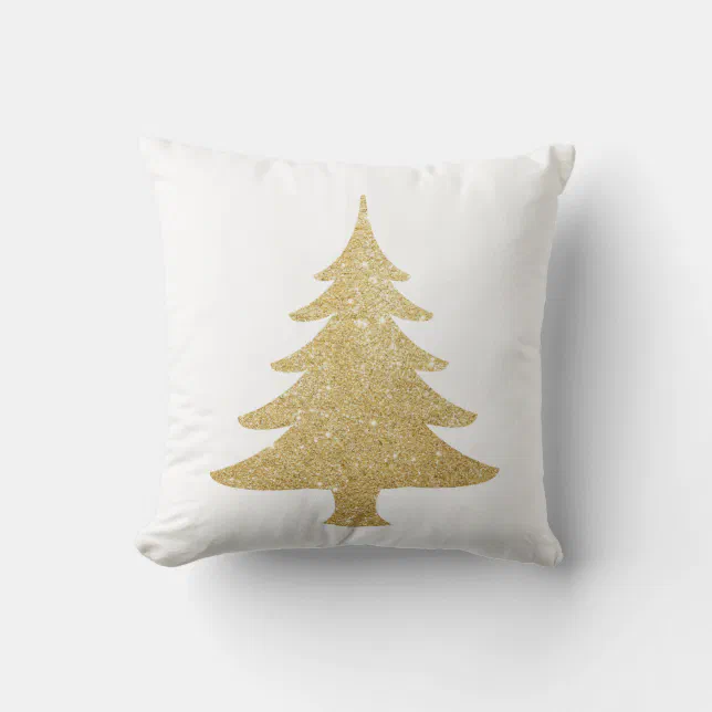 Elegant gold glitter Christmas Tree Throw Pillow | Zazzle