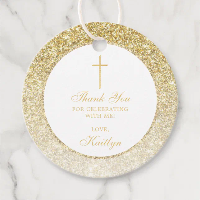Elegant Gold Glitter Confirmation Or Baptism Favor Tags | Zazzle