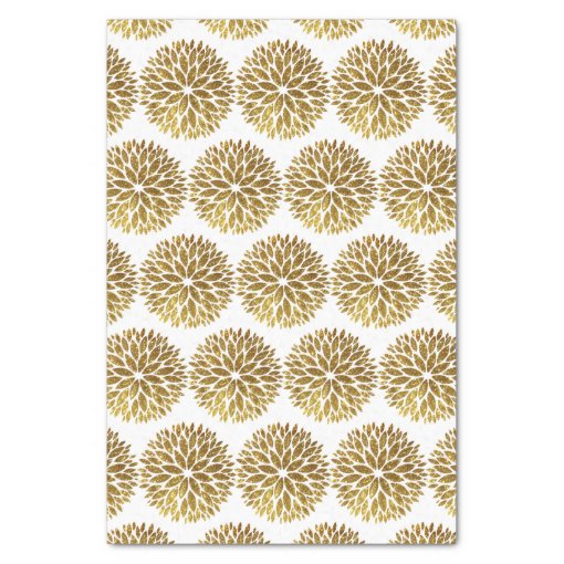Elegant Gold Glitter Dahlia Flowers on White Tissue Paper | Zazzle