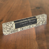 Elegant Gold Glitter Desk Name Plate | Zazzle