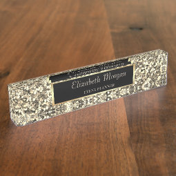 Elegant Gold Glitter Desk Name Plate | Zazzle