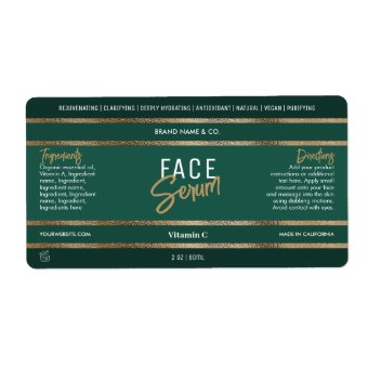 Elegant Gold Glitter Emerald Green Cosmetic Bottle Label | Zazzle