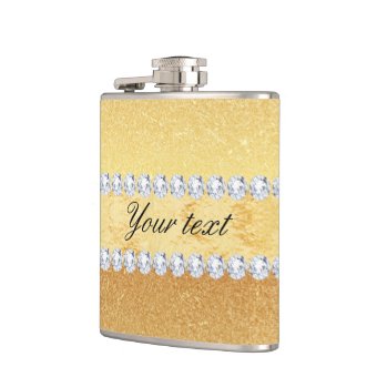 Elegant Gold Glitter Foil and Diamonds Hip Flask | Zazzle