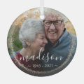 Elegant Gold Glitter Frame Photo Memorial Keepsake Glass Ornament | Zazzle