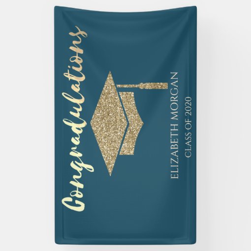 Elegant Gold Glitter Graduate Cap,Graduation Banner | Zazzle