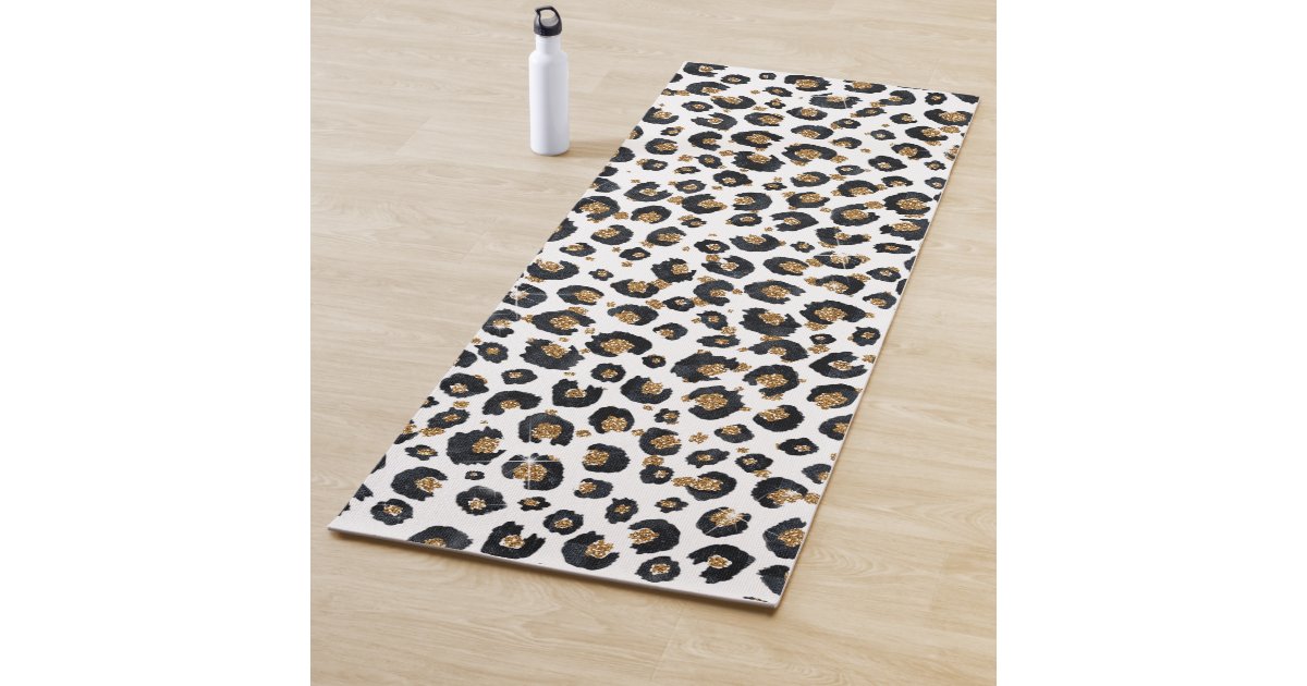 Elegant Gold Glitter Leopard Pattern Yoga Mat | Zazzle