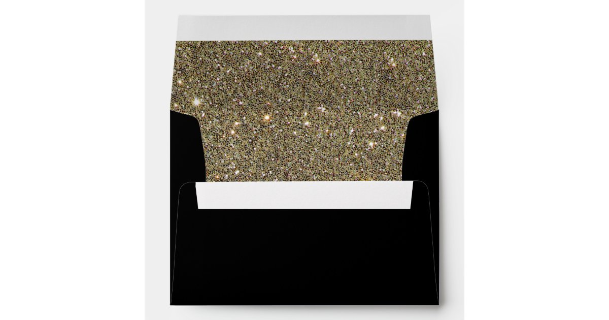 Elegant Gold Glitter Lined Invitation Envelope | Zazzle