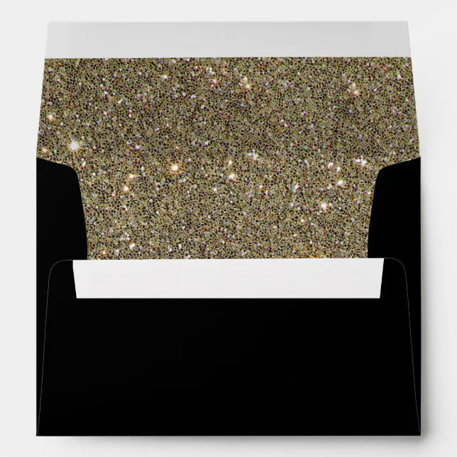 Elegant Gold Glitter Lined Invitation Envelope | Zazzle