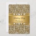 Elegant Gold Glitter Look Diamond Birthday Party Invitation | Zazzle