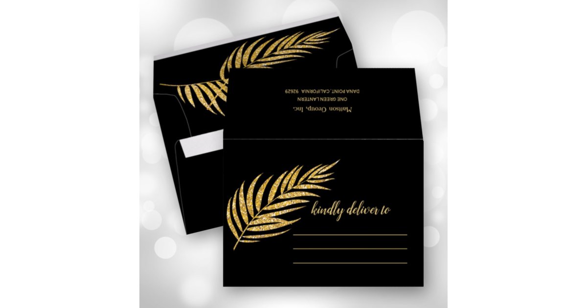 Elegant Gold Glitter Palm Holiday Christmas Envelope | Zazzle