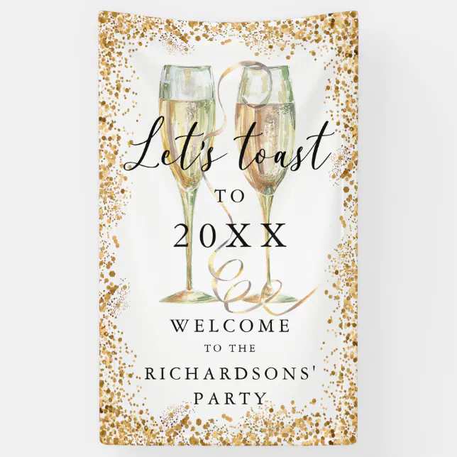 Elegant Gold Glitter Party Welcome Banner | Zazzle
