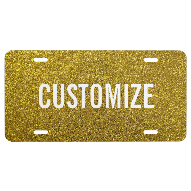 Elegant Gold Glitter Pattern License Plate | Zazzle