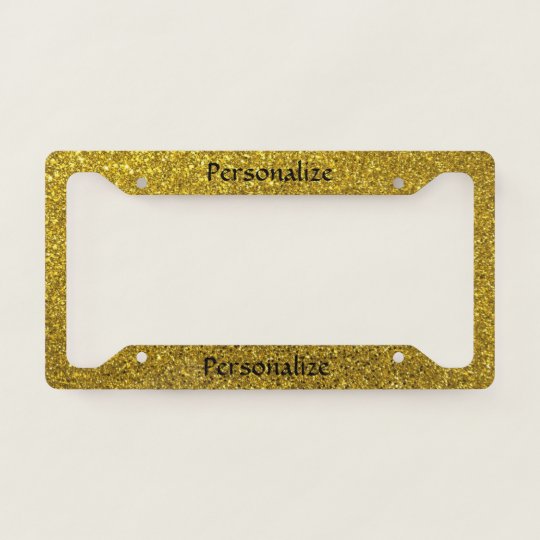 Elegant Gold Glitter Personalize License Plate Frame | Zazzle.com