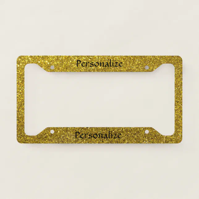 Elegant Gold Glitter Personalize License Plate Frame | Zazzle