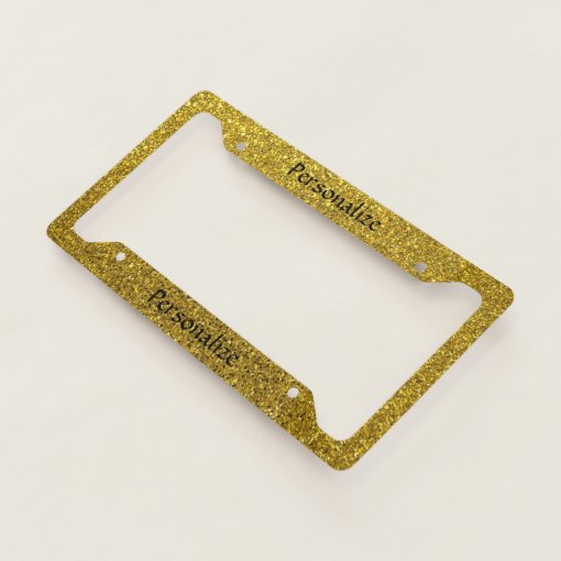 Elegant Gold Glitter Personalize License Plate Frame | Zazzle