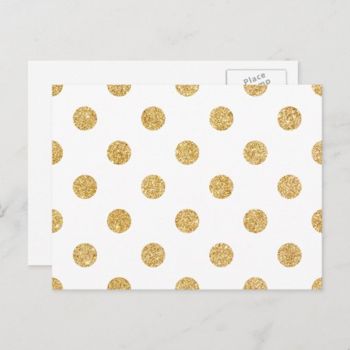 Elegant Gold Glitter Polka Dots Pattern Postcard | Zazzle