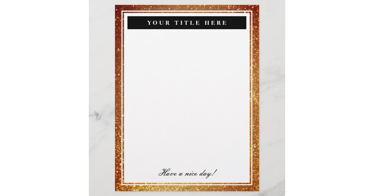 Elegant gold glitter print border stationery paper | Zazzle