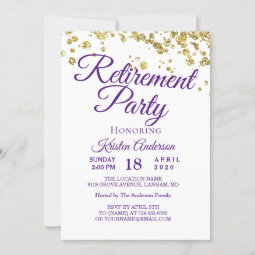 Elegant Gold Glitter Retirement Party Invitation | Zazzle