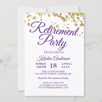 Elegant Gold Glitter Retirement Party Invitation | Zazzle