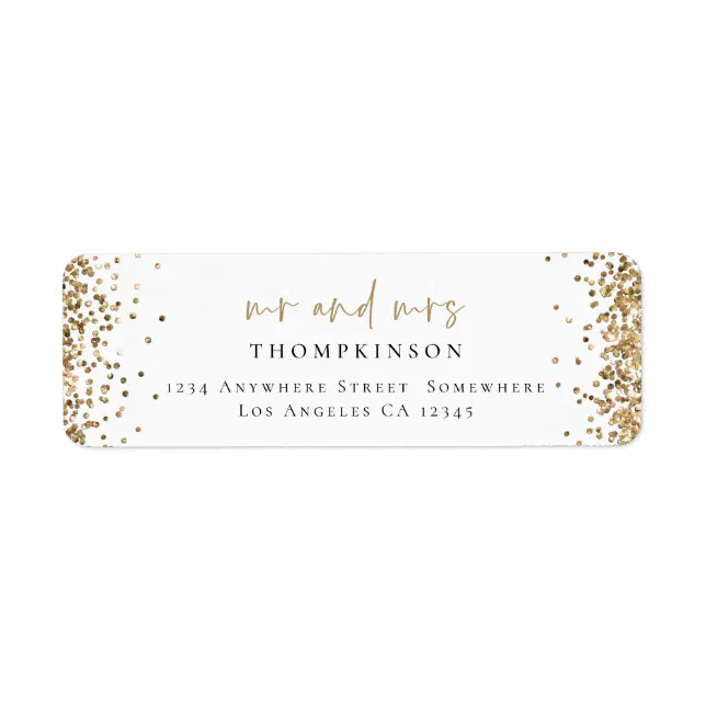 Elegant Gold Glitter Return Name Address Label | Zazzle