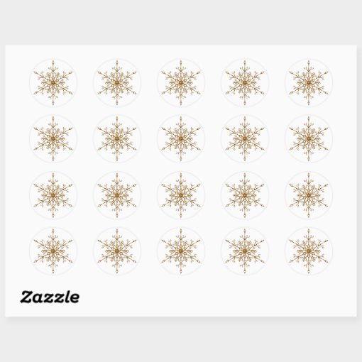 Elegant Gold Glitter Snowflake Christmas Holiday Classic Round Sticker ...