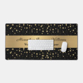 Elegant Gold Glitter Sparkle Black Stylish Desk Mat | Zazzle