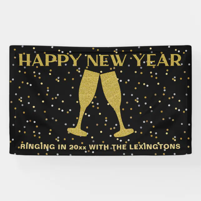 Elegant Gold Glitter Sparkle New Years Eve Party Banner | Zazzle