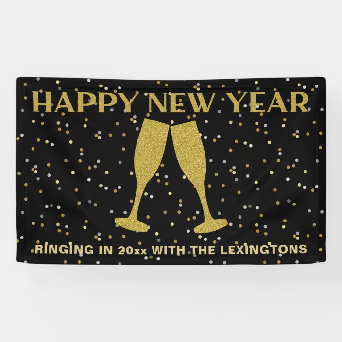 Elegant Gold Glitter Sparkle New Years Eve Party Banner | Zazzle.com