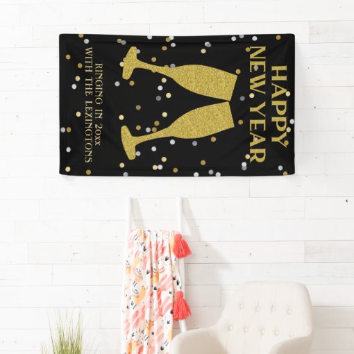 Elegant Gold Glitter Sparkle New Years Eve Party Banner | Zazzle