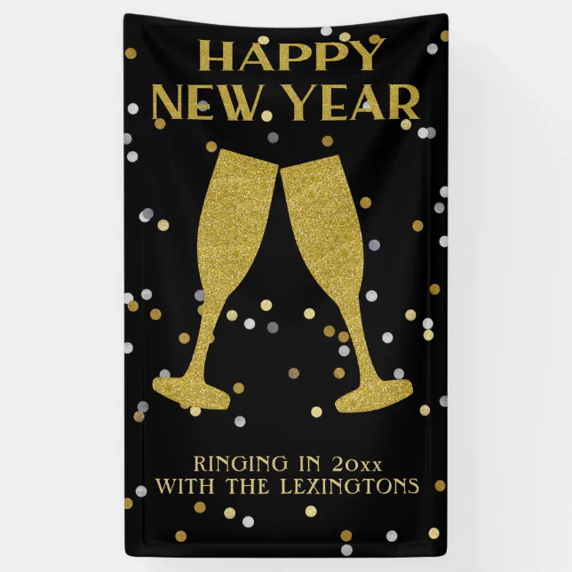 Elegant Gold Glitter Sparkle New Years Eve Party Banner | Zazzle
