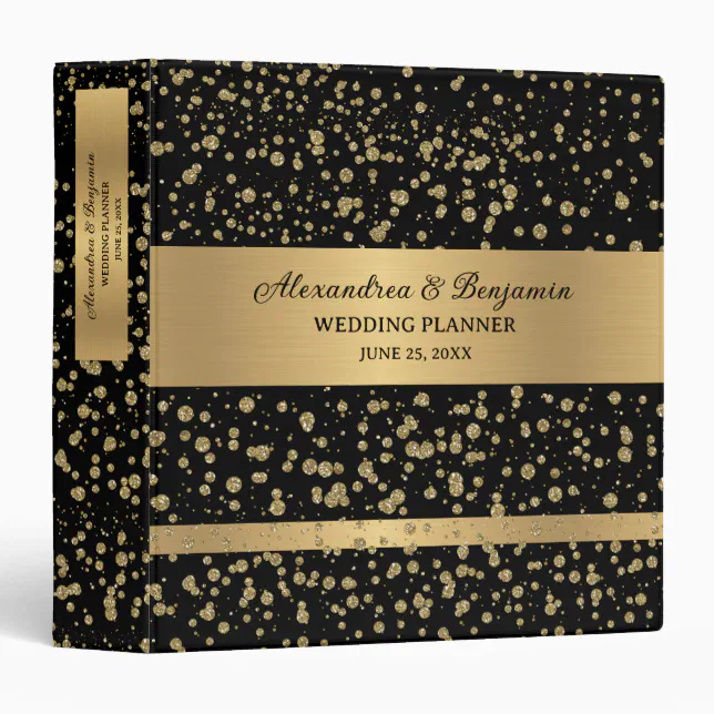 Elegant Gold Glitter Sparkle Wedding Personalize 3 Ring Binder | Zazzle