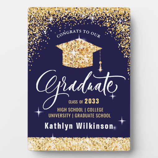 Elegant Gold Glitter Sparkling Graduation Keepsake Plaque | Zazzle