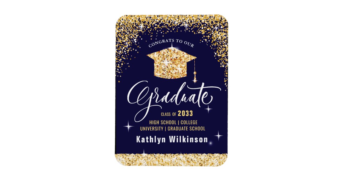 Elegant Gold Glitter Sparkling Graduation Magnet | Zazzle