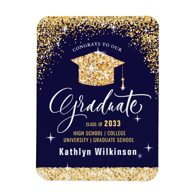 Elegant Gold Glitter Sparkling Graduation Magnet | Zazzle